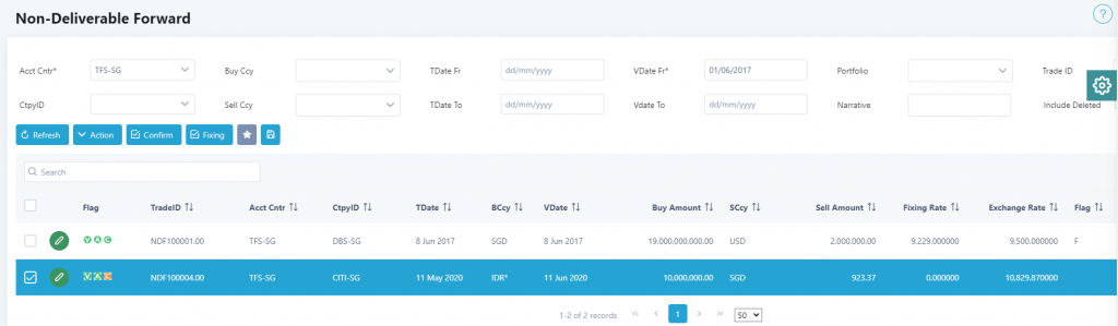Confirm NDF Trade and Fixed NDF Trade | CS Lucas
