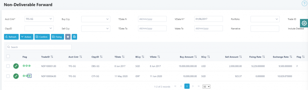 Confirm NDF Trade and Fixed NDF Trade | CS Lucas