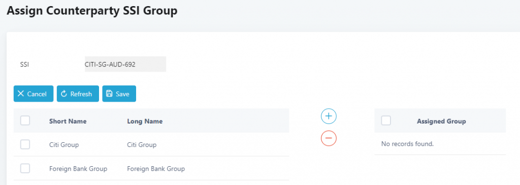Assign Counterparty SSI Group | CS Lucas