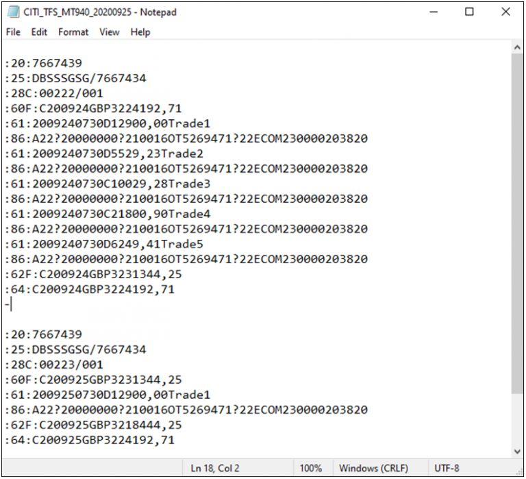 Report 1431 : Actual Cash MT940 Statement | CS Lucas