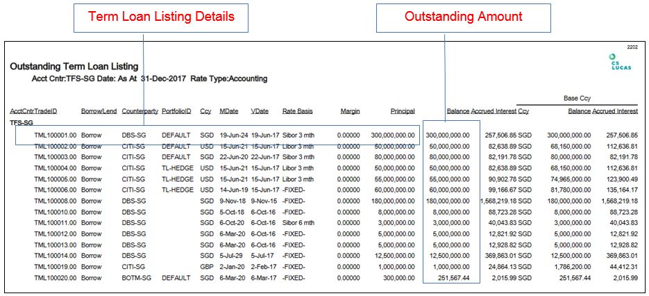 Report 2202: Outstanding Term Loan Listing | CS Lucas